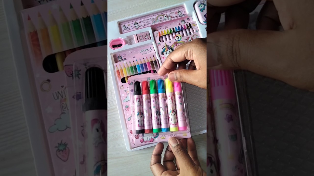 unicorn stationery set#pencilsketch#book#scale#eraser#colour#unicorn  beautiful#viral#youtubeshor
