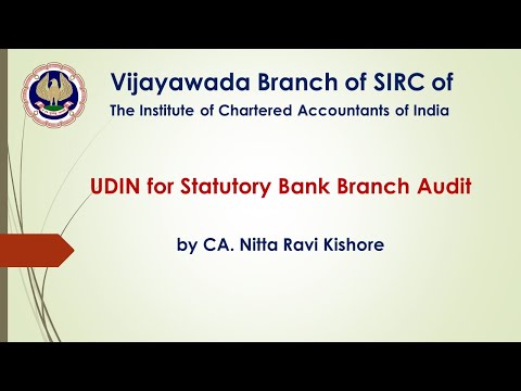 UDIN for Statutory Bank Branch Audit