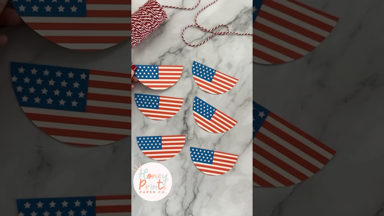 🇺🇸DIY Paper flag banner! Download printable at HoneyPrintsPaperCo.com