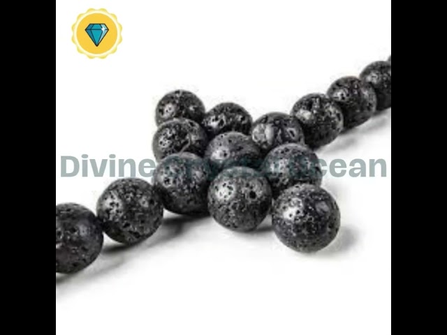 Beads String 8mm - Natural Black Lava Stone Bead String 8mm (Mala) from ...