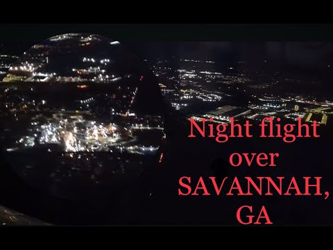 Night flight over Savannah, GA