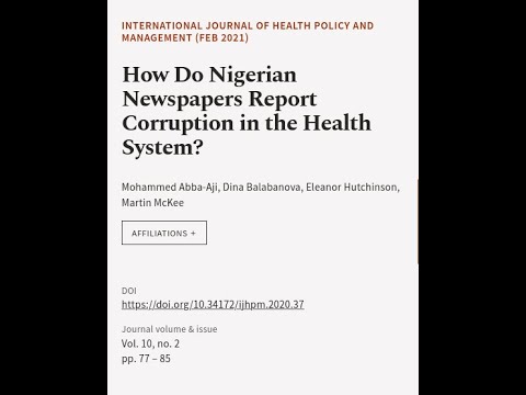 How Do Nigerian Newspapers Report Corruption in the Health System? | RTCL.TV