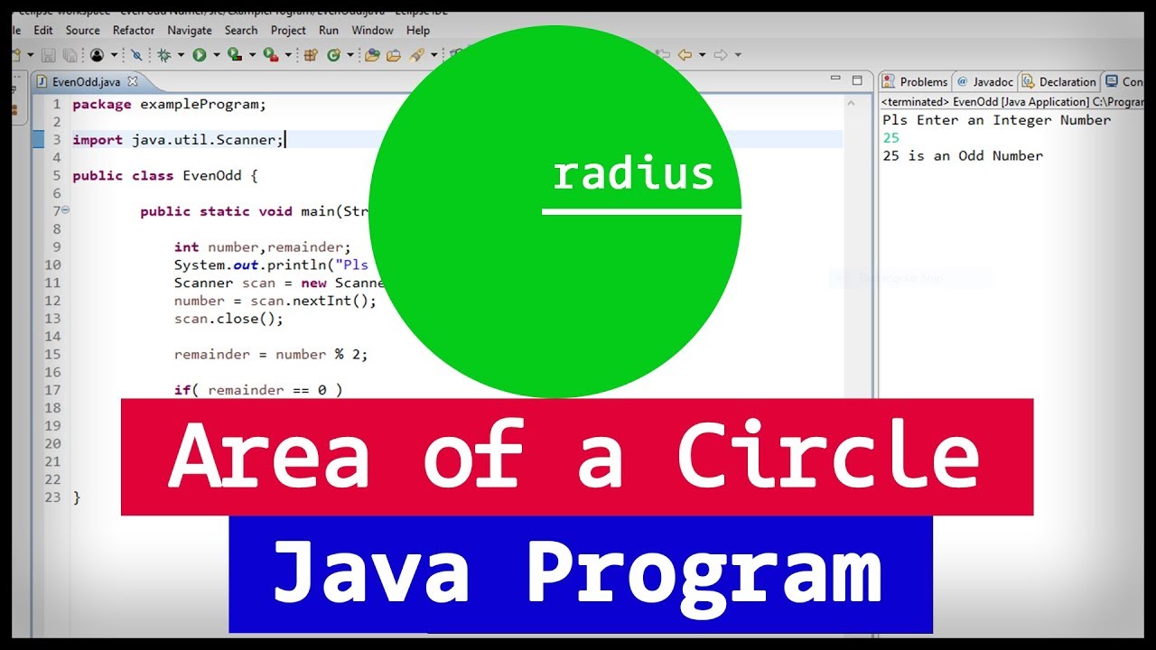 Java Program to Find the area of a Circle using Radius