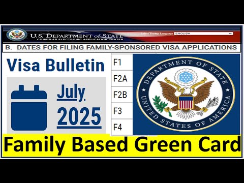 Visa Bulletin July 2025 for Family Based Green Card || F1, F2A, F2B, F3 and F4 Visas.