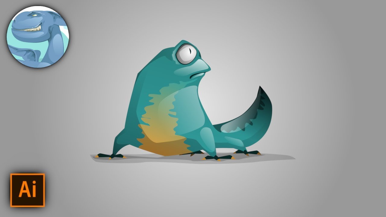 Lizard cartoon character. Vector art with Adobe Illustrator.