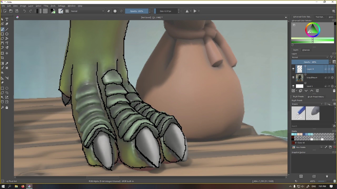 Krita - Drawing Practice - Drawing a Lizardfolk from DnD
