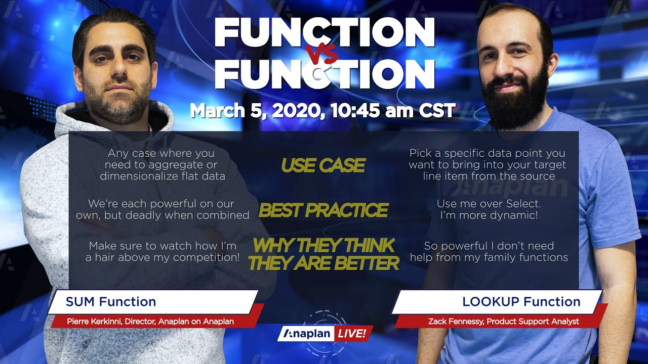Function vs. Function: SUM vs. LOOKUP - Anaplan Live! March 2020