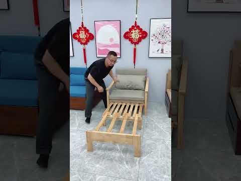 Solid wood single sofa bed, all solid wood sliding design, easy to operate, suitable.