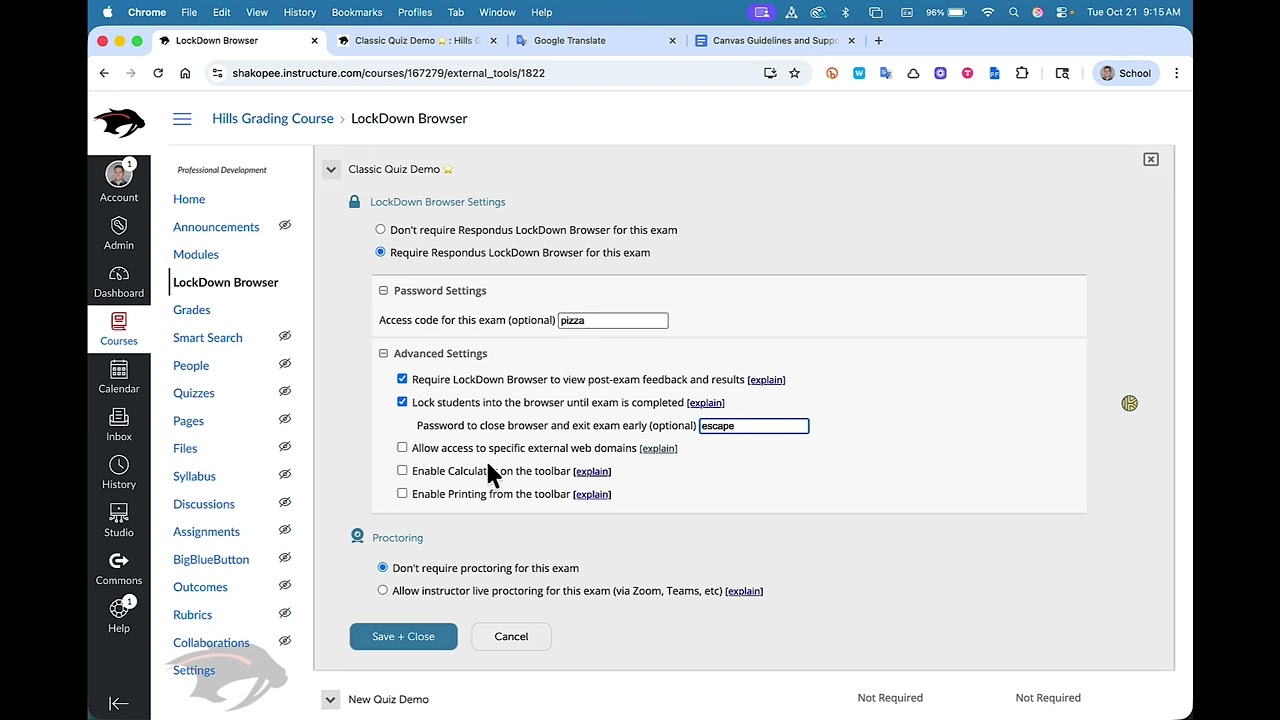 LockDown Browser Teacher Setup