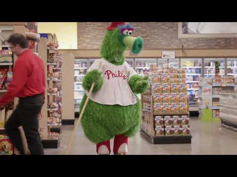 The Phillies Phanatic Sweeping at GIANT Food Stores in the Offseason