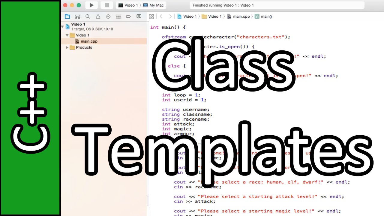 Class Templates - C++ Programming Tutorial #48 (PC / Mac 2015)