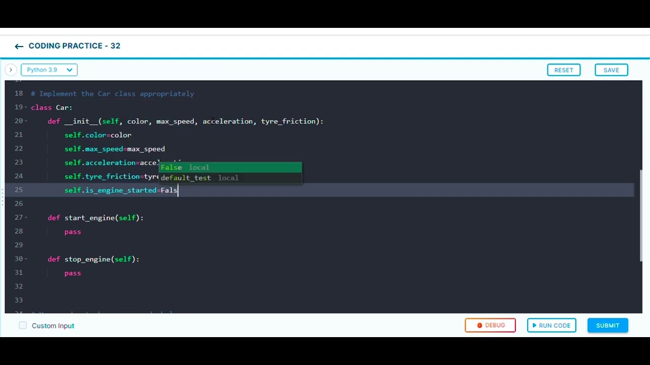 coding practice-32 car-2 #python #practice #solutions
