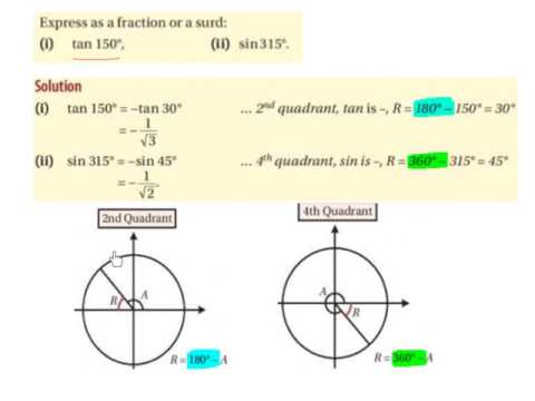 LC HL express sin cos or tan as a fraction or a surd