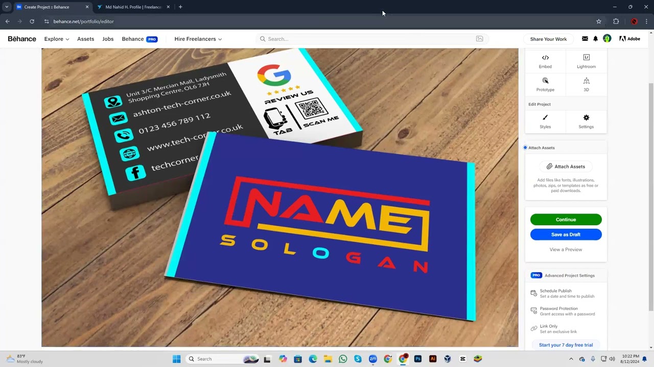 Behance Portfolio account create 12.8.24