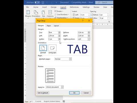 Ubah kertas jadi F4 dan margin 4 3 3 3 #msword #mswordforbeginners  #mswordtricks