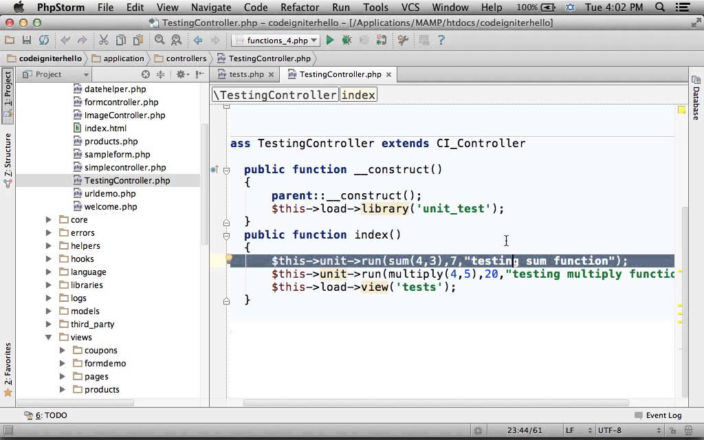Unit Testing using CodeIgniter