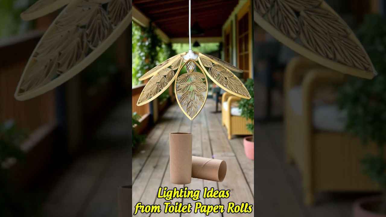 Bamboo Sticks & Toilet Paper Rolls Lamp idea #diy #craft #lamp