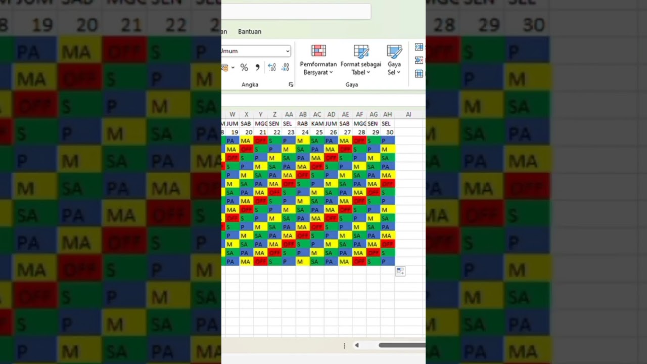 cara membuat jadwal kerja 3 shift di excel