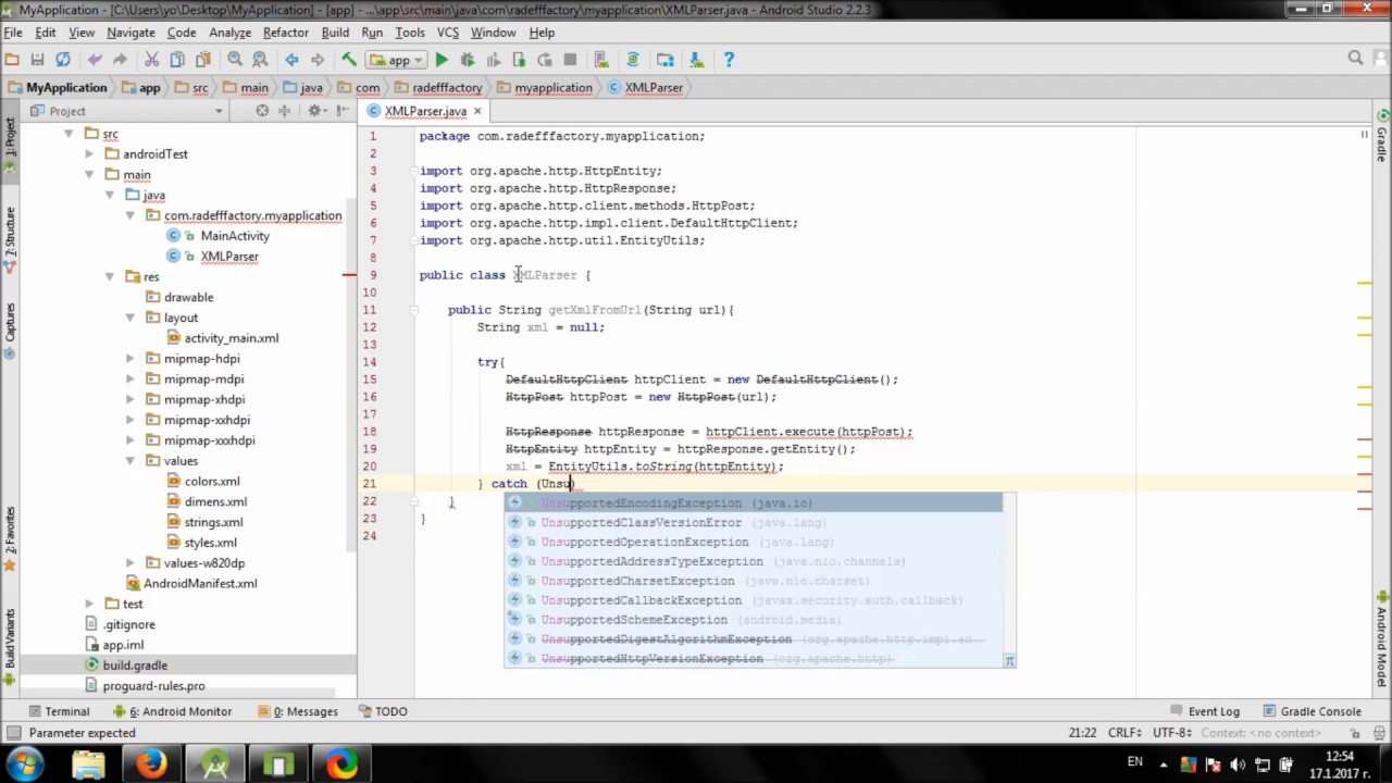 Working with XML in Android Studio