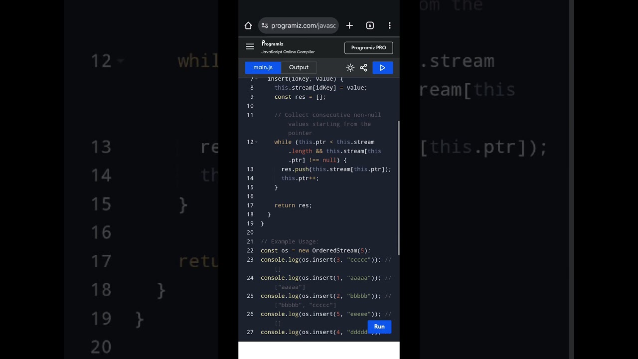 Ordered Stream | LeetCode JavaScript Solution Explained Step-by-Step | Data Structure Problem