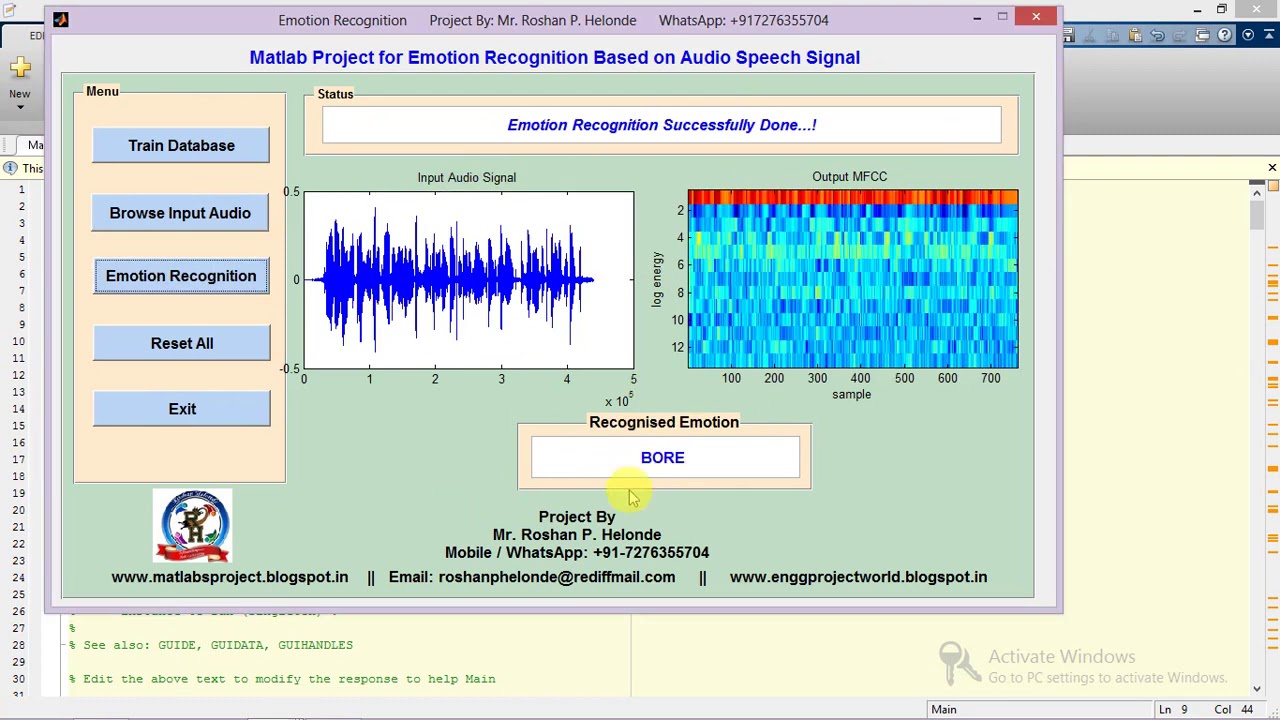 Speech Based Emotion Recognition using Matlab Source Code