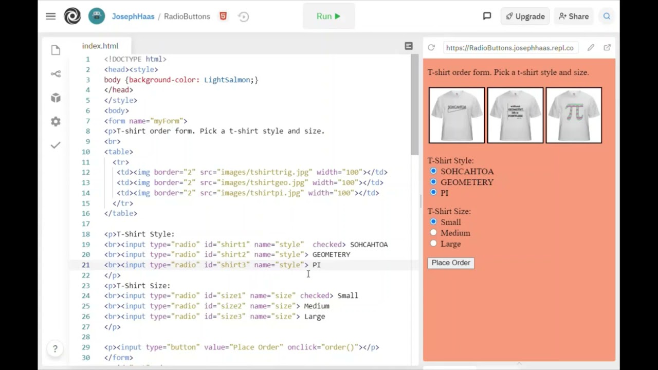 Radio Buttons in JavaScript