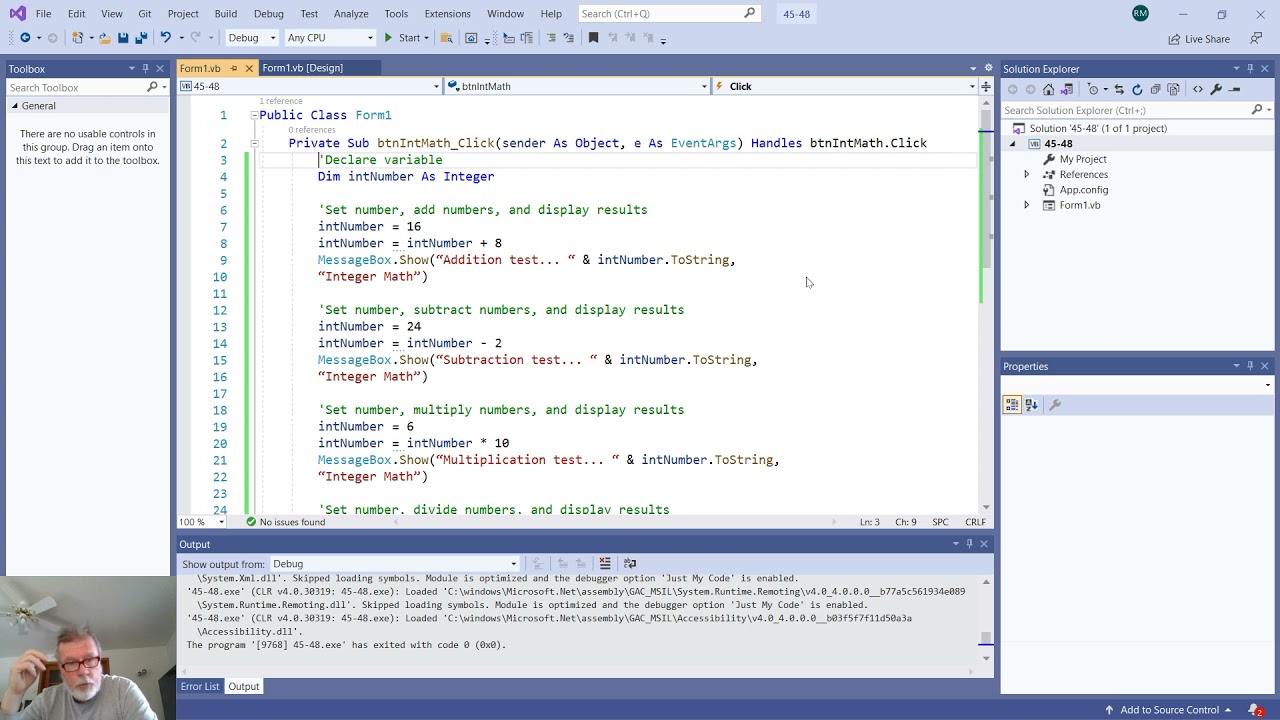 #5 Visual Studio/basic (Common Integer Math Operations)