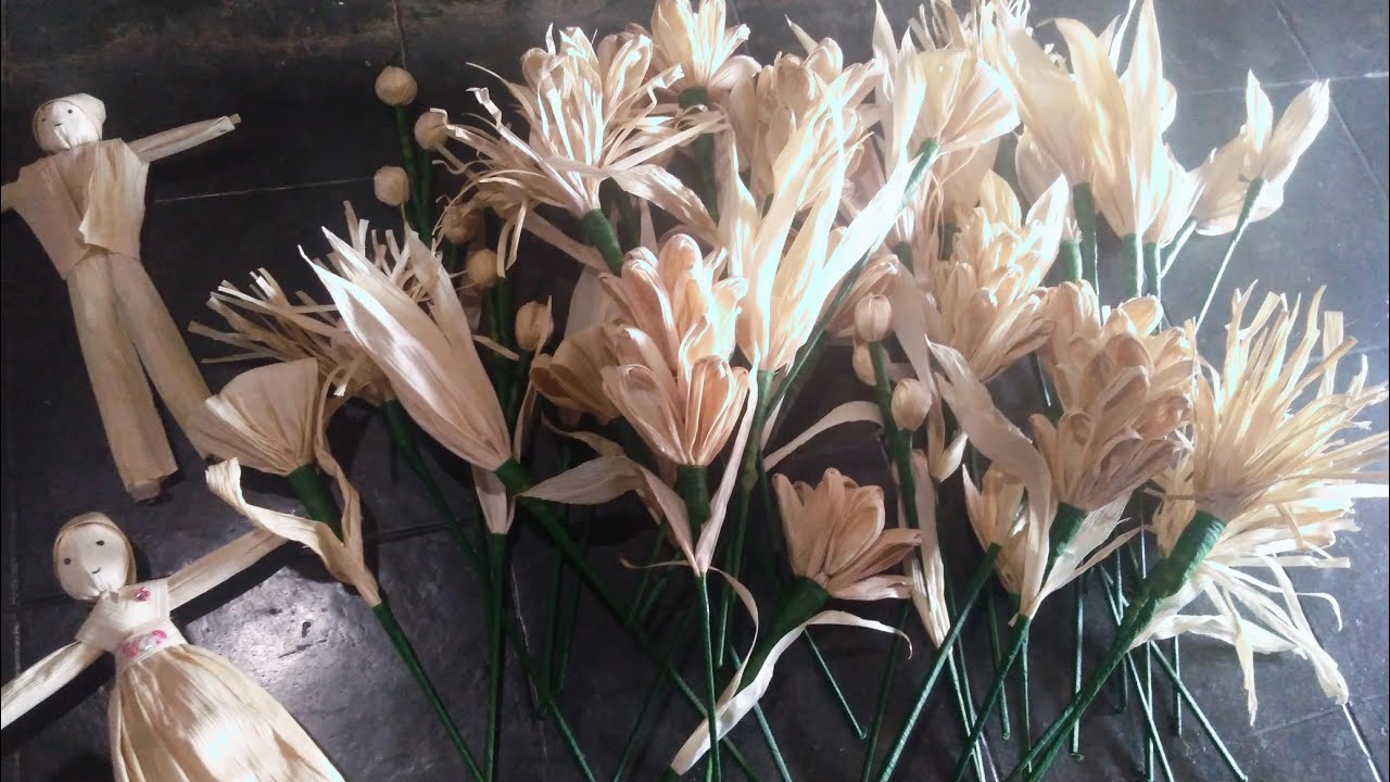 cara membuat bunga dari kulit jagung bisa dijual (part.1) | contoh produk limbah