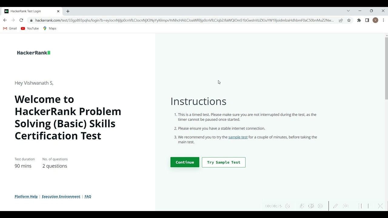 HackerRank Problem Solving Skill Test