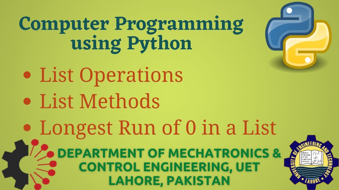 [Python Programming Basics to Advanced] : List Operations and List Methods | Lab 17