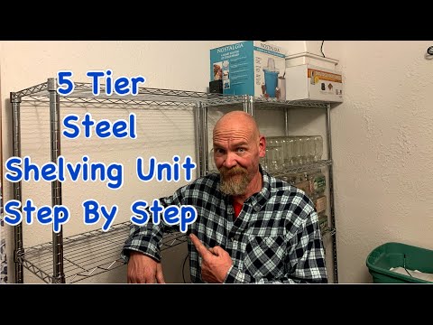 5-tier steel shelving unit step by step assembly