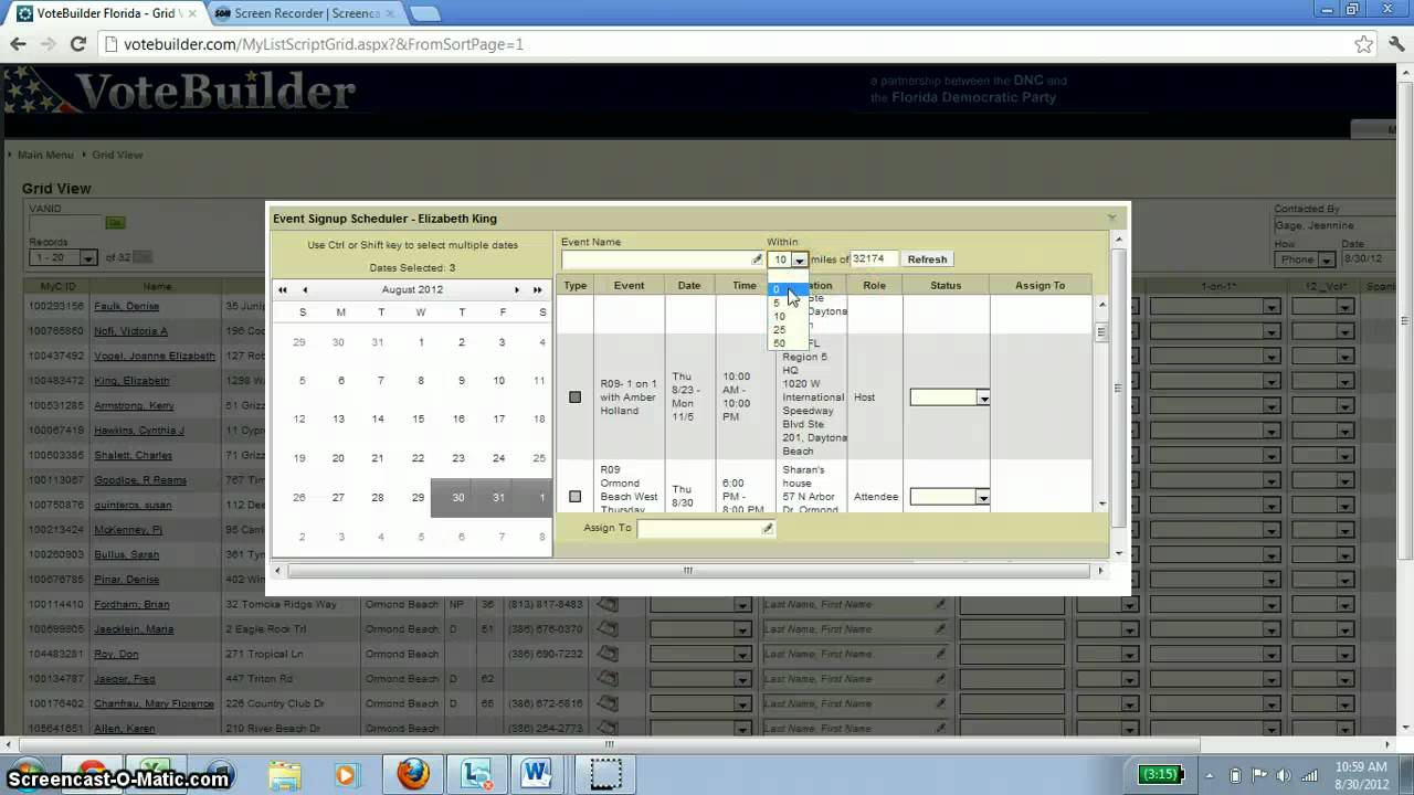 Scheduling Vols with Grid View