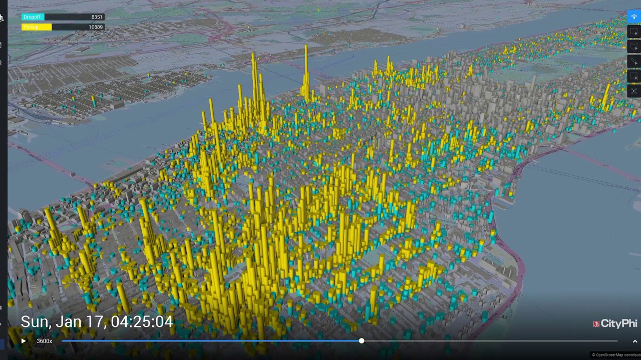 Animating 31 days of NYC Taxi Cab Data