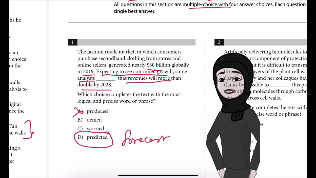 Sat practice test 4 question 1 Reading and Writing module 2