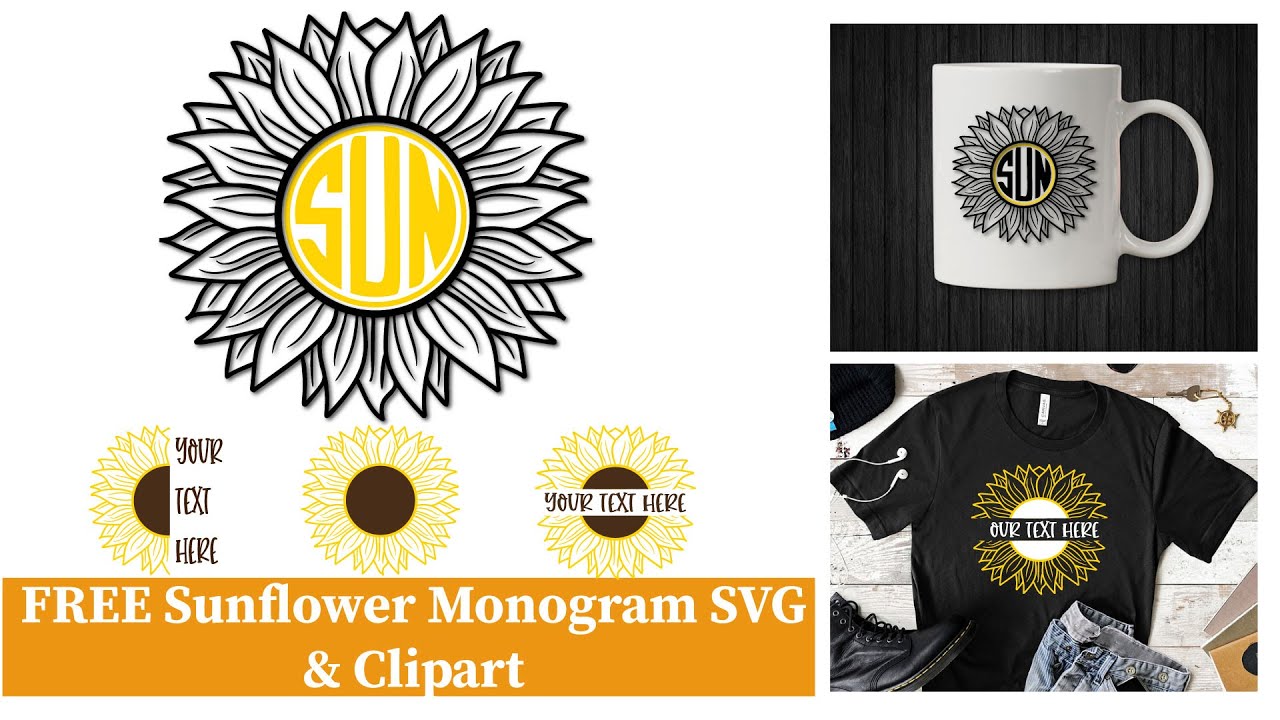 FREE Sunflower Monogram SVG & Clipart Files for Cricut | Cut File Cricut, Png, Silhouette