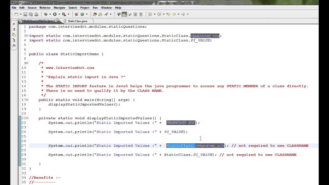 STATIC IMPORT IN JAVA DEMO