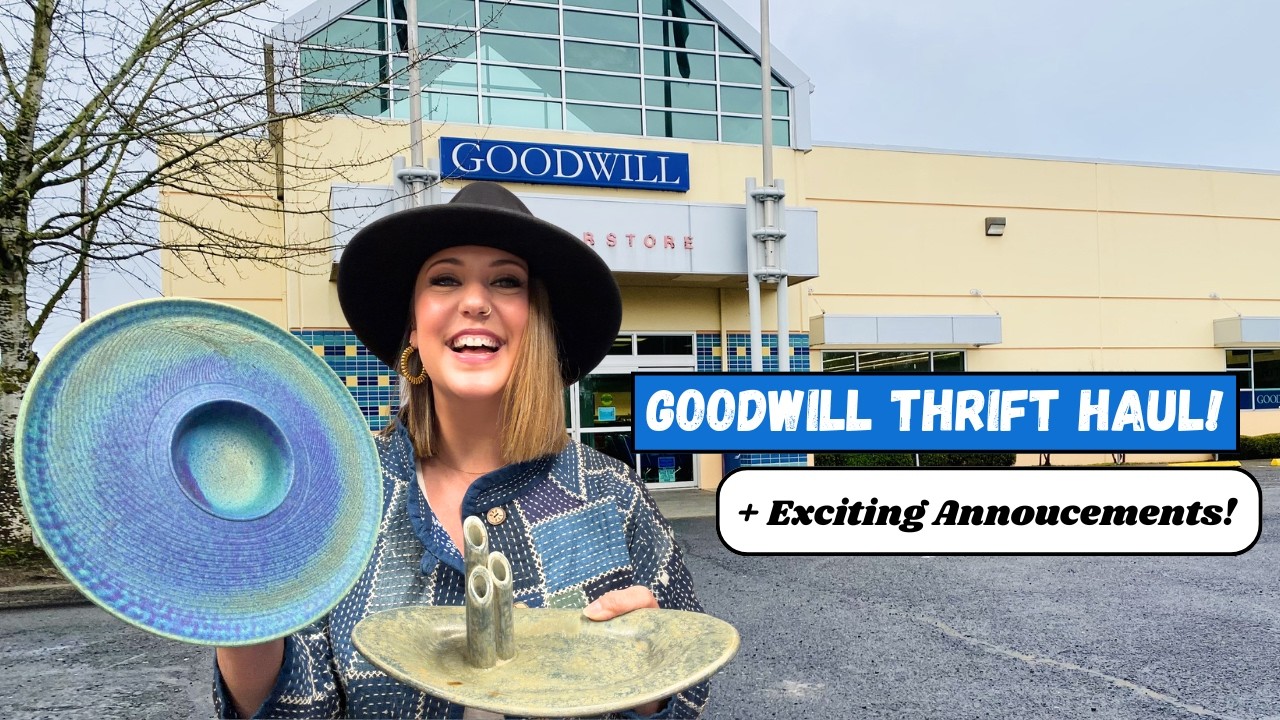 GOODWILL THRIFT HAUL! Pottery JACKPOT! Thrifting Goodwill Finds + BIG ANNOUNCEMENT!