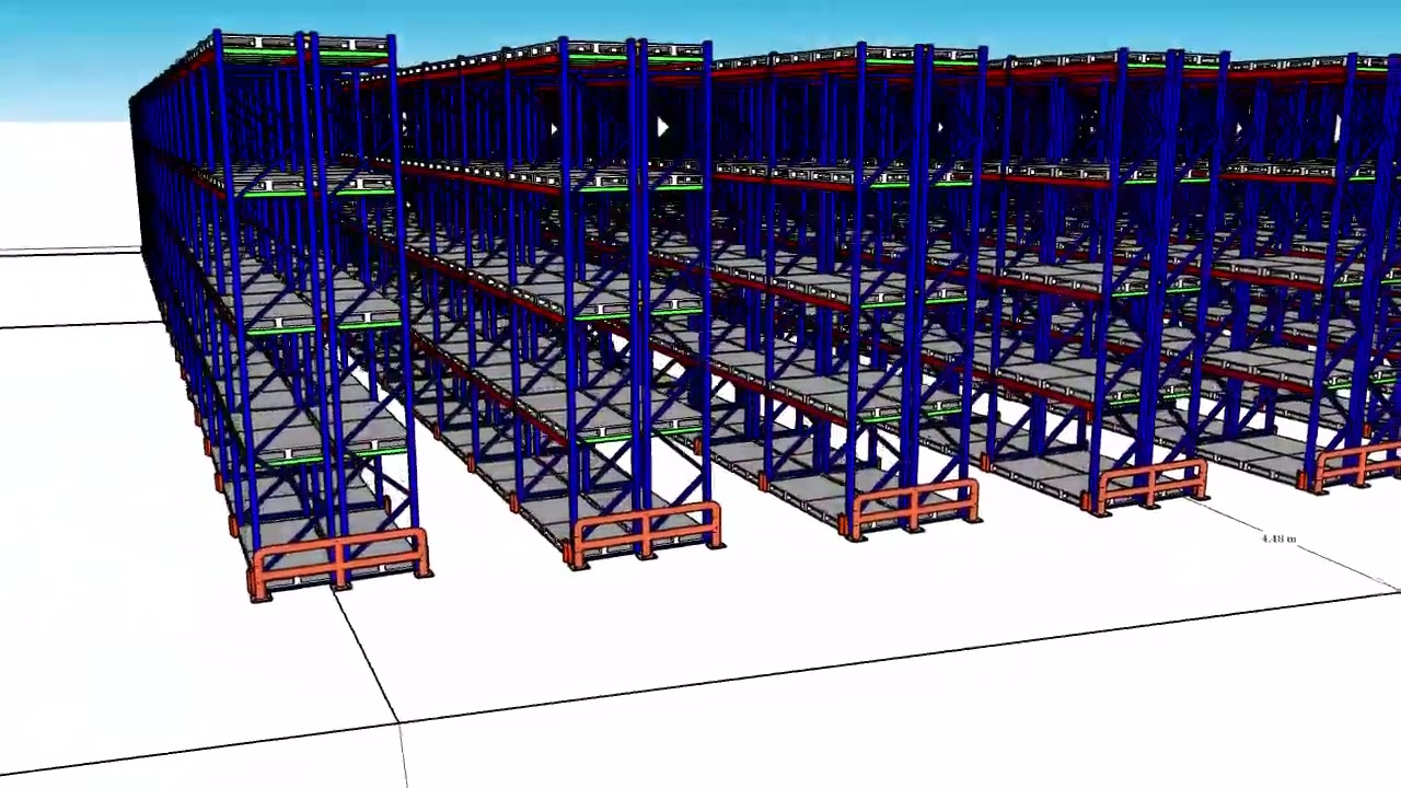 Pallet racks 3d layout rendering 