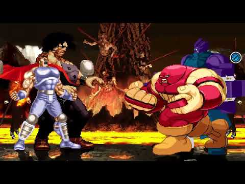 Hugo SF4 KOF/ZEUS vs Tager/Geese/Batman/Juggernaut _MUGEN ( zeus dl link below)