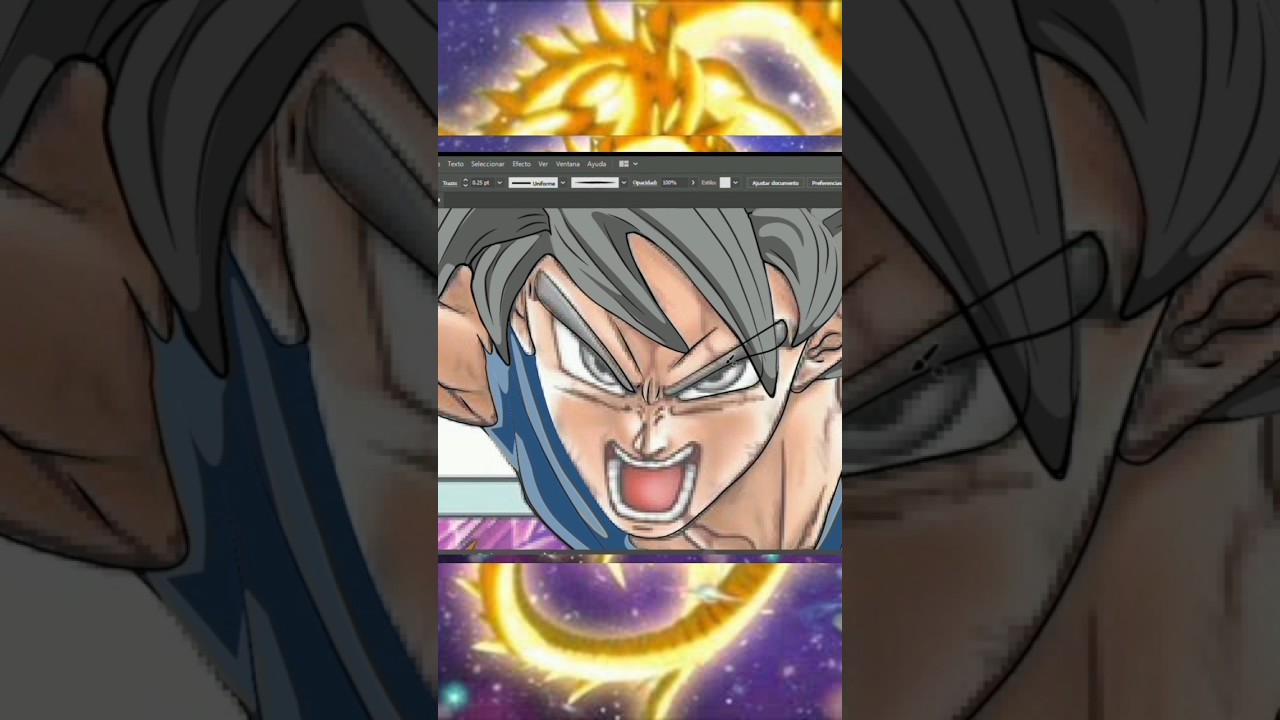 Vectorizando a Gokú | Dibujo Digital Fácil | Illustrator #shorts  #dragonball #trending #art
