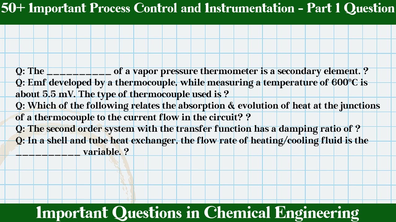 MCQ Questions Process Control and Instrumentation - Part 1 with Answers