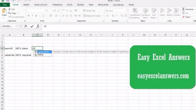 How to use Floor.math and Ceiling.math in Excel