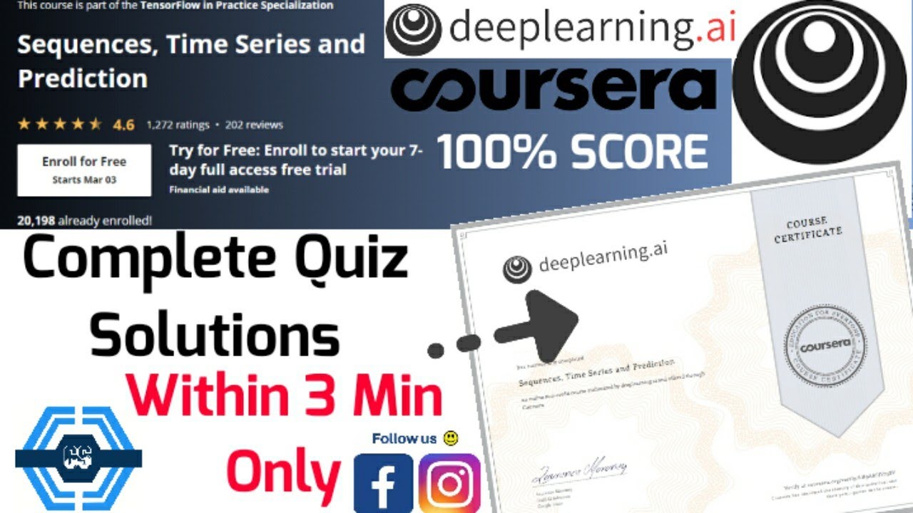 Sequences Time Series and Prediction - Coursera, all week(1-4) quiz answers solved