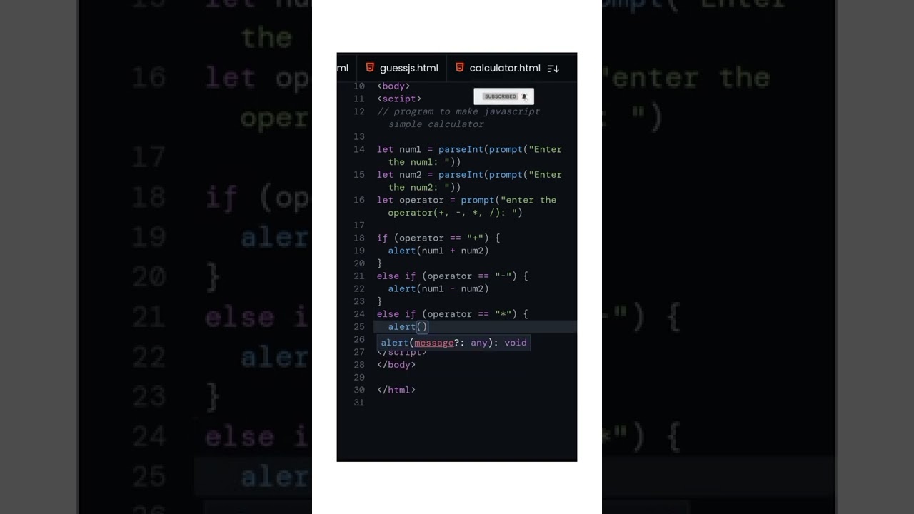 Javascript basic calculator 💻 #shorts #javascript