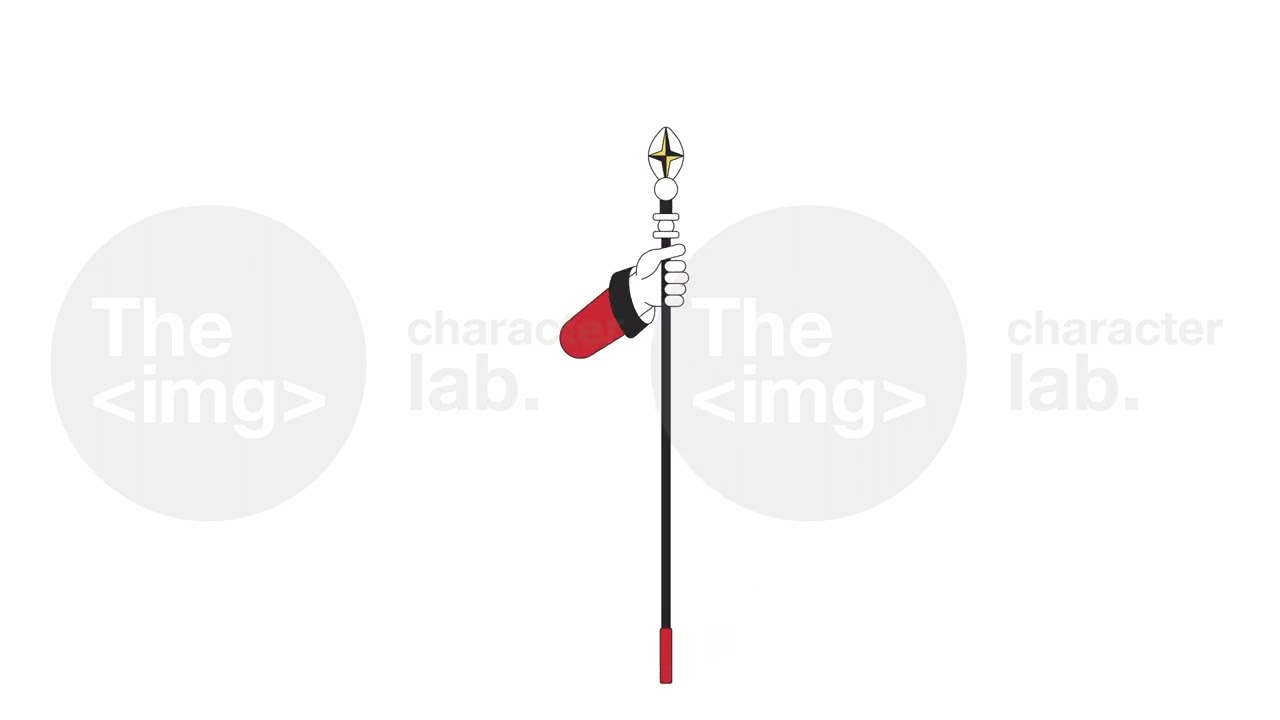 Royal scepter hitting floor line 2D character hand animation