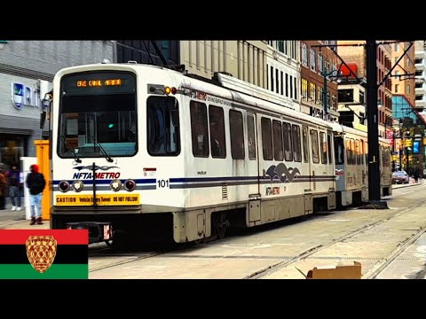 NFTA Metro Rail Approaching Utica & Leaving Lafayette