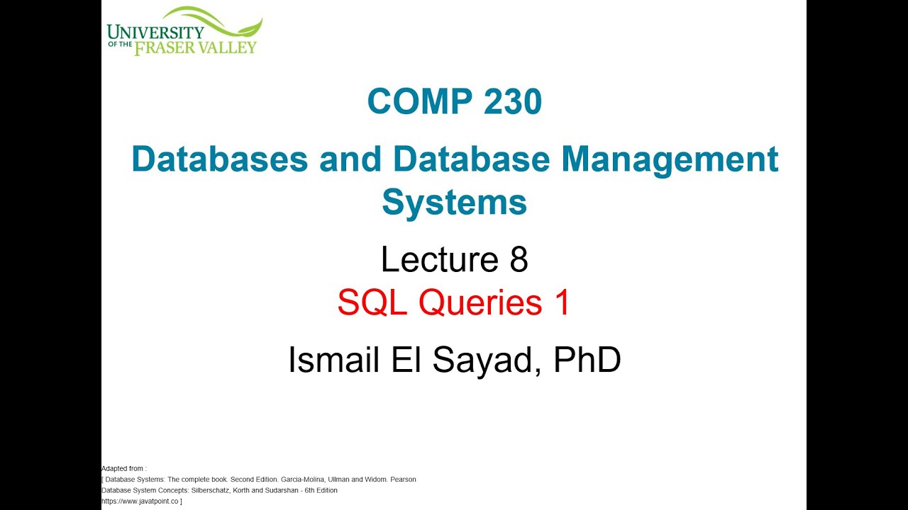 COMP 230 Databases and Database Management Systems Lecture 8