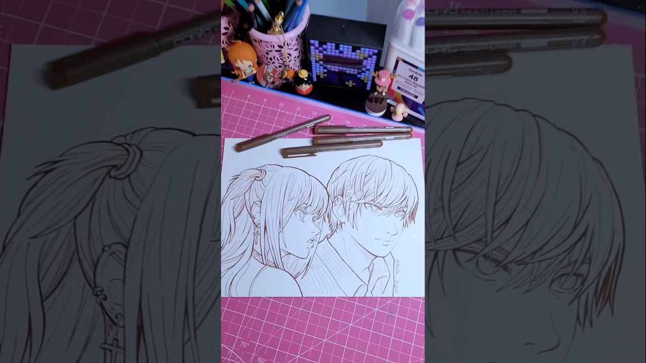 Drawing anime fanart of Light Yagami & Misa Amane 🍎✏️  PART 1 #deathnote #anime #art #lightyagami