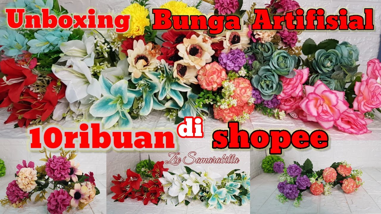 unboxing paket bunga artifisial 10ribuan murah dan cantik banget di shopee