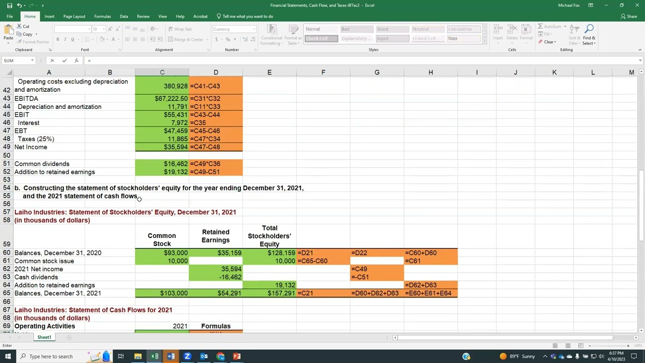 SBM 211 Chapter 3 Excel Assignment